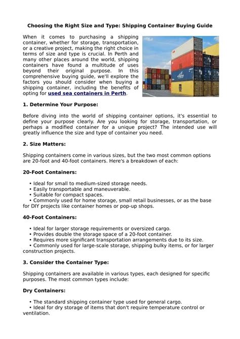 PPT Choosing The Right Size And Type Shipping Container Buying Guide PowerPoint Presentation