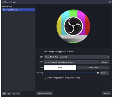 Image Mask Blend Filter OBS