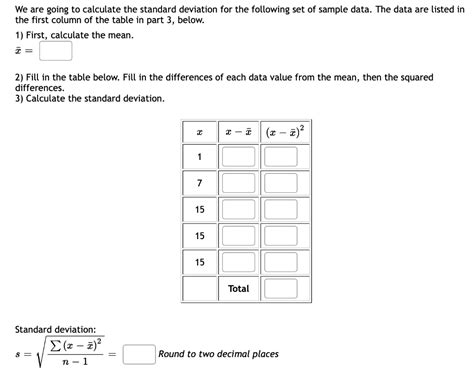 Solved We Are Going To Calculate The Standard Deviation For Chegg