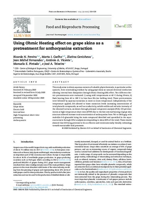 Pdf Ohmic Heating For Enhanced Anthocyanin Extraction