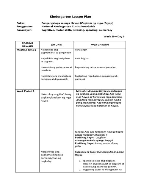 Kindergarten Lesson Plan Cot2 Pdf