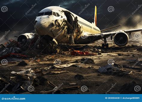 The Wreckage Of A Crashed Plane Generative Ai Stock Illustration Illustration Of Lost