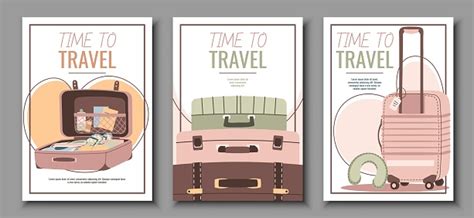 관광 전단지 세트입니다 여행 가방이 잔뜩 있는 포스터 세계 여행 여름 휴가 여행사 배너 A4 용지에 대한 스톡 벡터 아트 및 기타 이미지 Istock