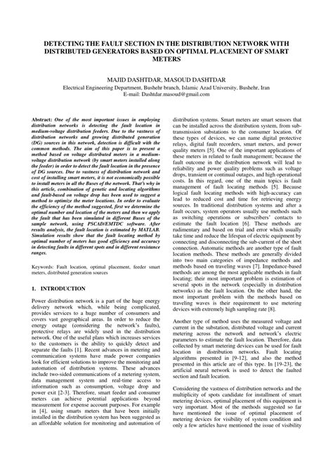 Pdf Detecting The Fault Section In The Distribution Network With Distributed Generators Based
