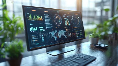 Global Data Visualization On Desktop Stock Illustration Illustration
