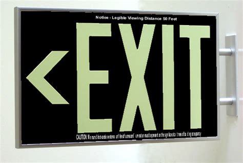 Photoluminescent Exit Sign 1 Sided Side Mount And Chevrons Black