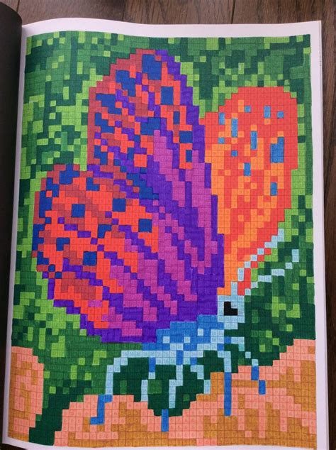 Colorful Butterfly Graph Paper Art