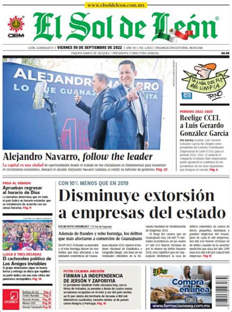 Newspaper El Sol De León Mexico Newspapers In Mexico Saturdays