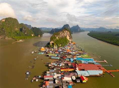 Aerial View Of Panyee Island In Phang Nga Thailandwide Angle Landscape