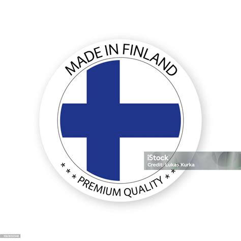 현대 벡터 핀란드에서 라벨에 고립 된 흰색 배경 핀란드어 색상 프리미엄 품질 스탬프 디자인 핀란드의 국기와 함께 간단한 스티커 고급에 대한 스톡 벡터 아트 및 기타 이미지