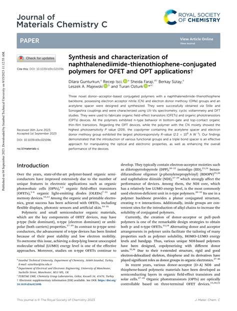 Pdf Synthesis And Characterization Of Naphthalenediimide