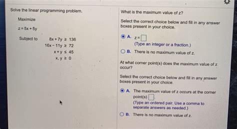Solved Solve The Linear Programming Problem What Is The