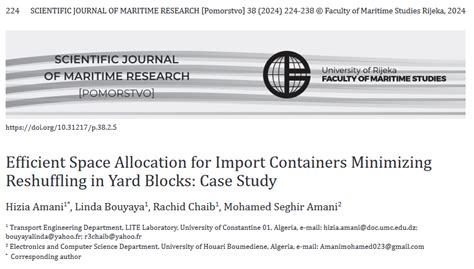 Efficient Management Of Import Containers Allocation In A Constrained Environment Scientific
