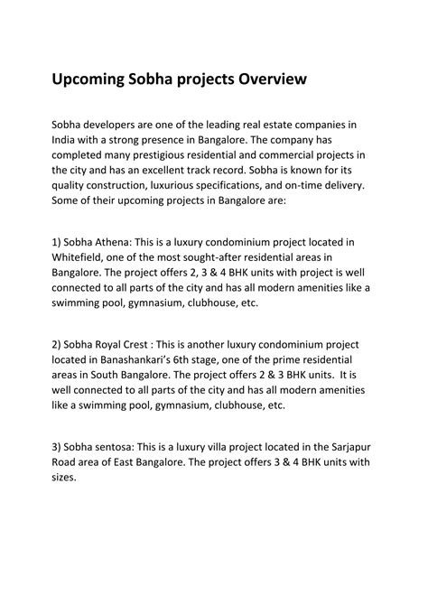 Ppt What Are The Best Upcoming Sobha Projects In Bangalore Powerpoint Presentation Id 11938681