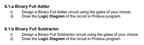 Solved 61a Binary Full Adder I Design A Binary Full Adder Circuit