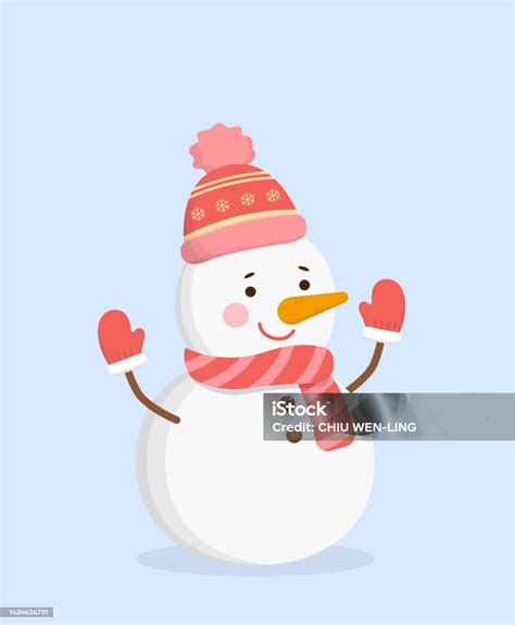 귀여운 크리스마스 눈사람 행복한 크리스마스 축하 모직 장갑이있는 크리스마스 모자와 스카프 벡터 만화 스타일 눈사람에 대한 스톡 벡터 아트 및 기타 이미지 Istock