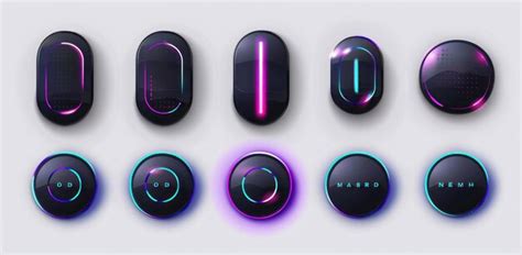 Premium Photo Neon Glowing Buttons Futuristic Interface Design