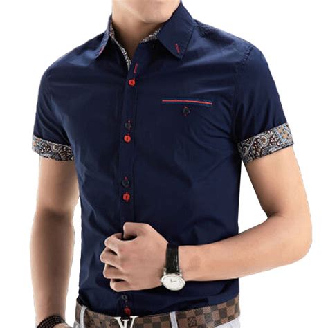 Buy 2015 New Brand Mens Dress Shirts Short Sleeve Casual Shirt Men Slim Fit