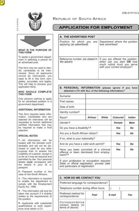 The Application For Employment In South Africa