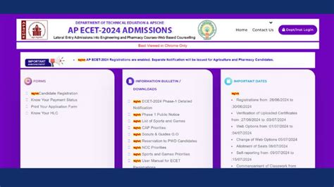 AP ECET Counselling Register By July Ecet Sche Aptonline In Key Dates June July
