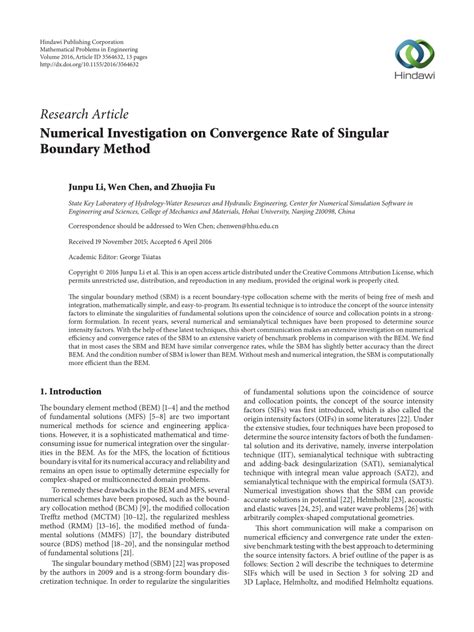 Pdf Numerical Investigation On Convergence Rate Of Singular Boundary