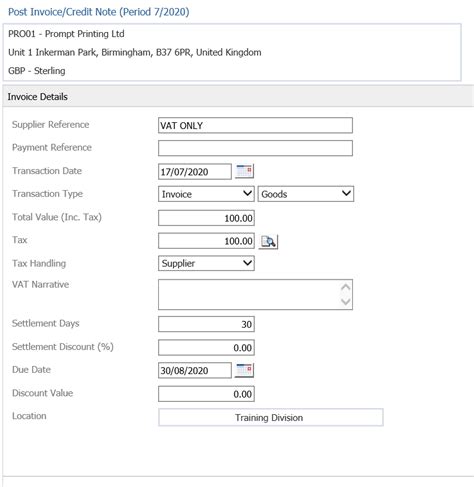 📝 Post A Vat Only Invoice In Purchase Ledger Pinewood Technologies Plc