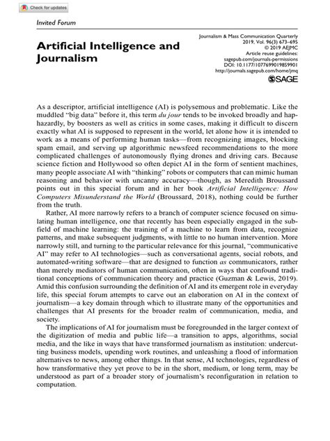 Artificial Intelligence And Journalism Pdf Artificial Intelligence Intelligence Ai
