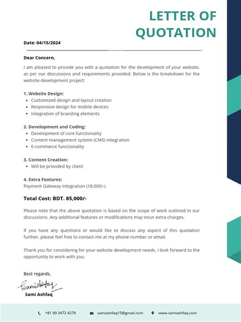 Quotation For Website Development Pdf