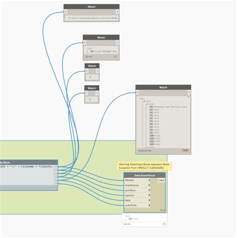 data exportexcel operation failed civil 3d dynamo