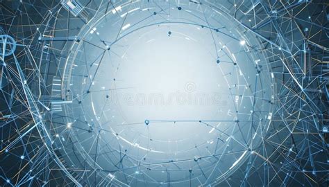 Abstract Network Connecting Dots And Lines Creates A Complex Technology Structure Stock