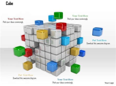 Stock Photo Design Of Colorful Cubes PowerPoint Slide