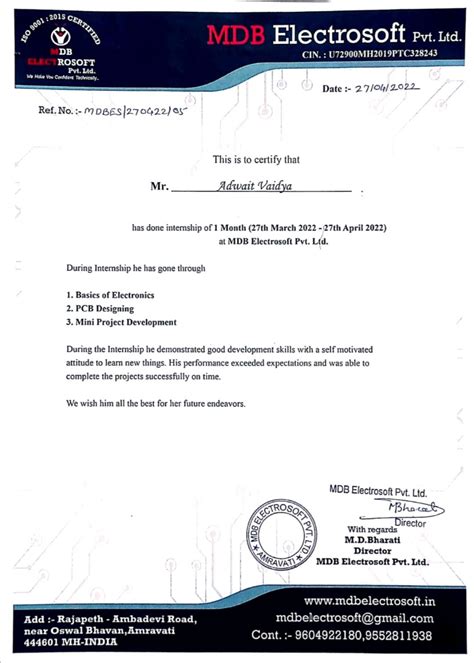 Adwait Vaidya On Linkedin Internship