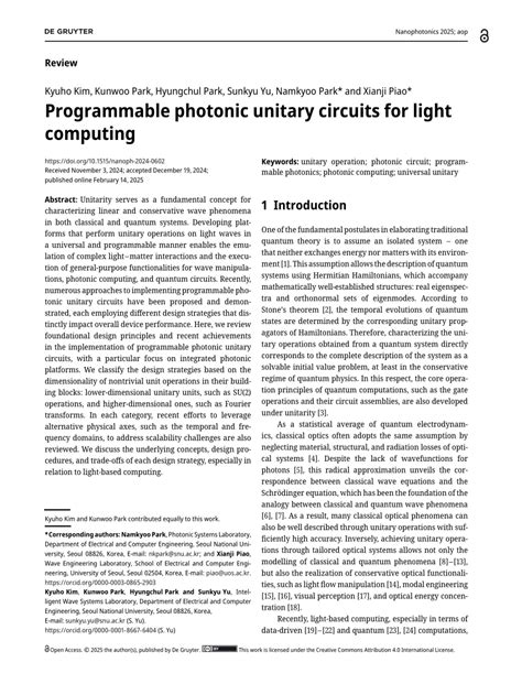 Pdf Programmable Photonic Unitary Circuits For Light Computing