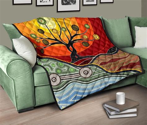 Aboriginal Premium Quilt Indigenous Tree Beautiful Colors Quilts