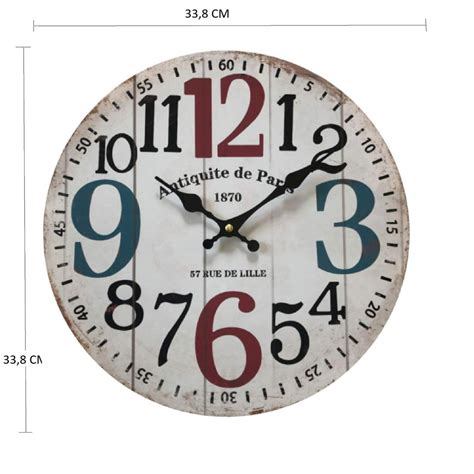 Wall Clock With Colored Numbers In Retro Style Mobili Rebecca