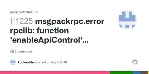 Msgpackrpc Error Rpcerror Rpclib Function Enableapicontrol Called With Arg S Threw An