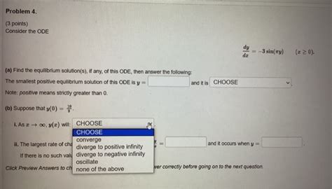 solved problem 4 3 points consider the ode dia 3 sin my