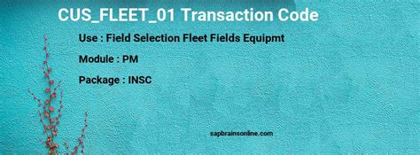 cus fleet 01 sap tcode for field selection fleet fields equipmt