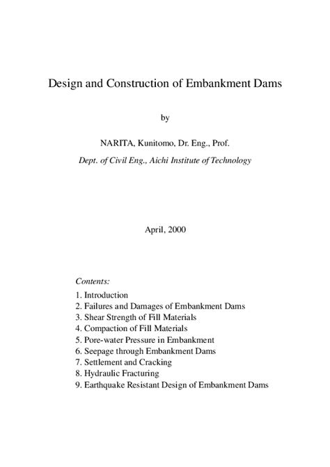 Pdf Design And Construction Of Embankment Dams