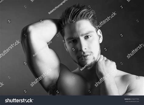 Close Portrait Handsome Shirtless Male Model Stock Photo Shutterstock