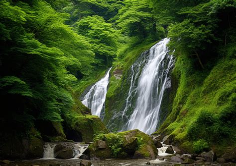 울창한 녹색 숲의 폭포 흐르는 물 지조 폭포 폭포 고화질 사진 사진 폭포 배경 일러스트 및 사진 무료 다운로드 Pngtree