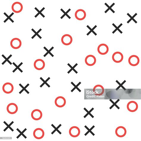 원활한 벡터 Xo 패턴 흰색 배경에 혼란 검은 색과 빨간색 십자가와 제로 요소 0에 대한 스톡 벡터 아트 및 기타 이미지 0 0명 가리기 Istock