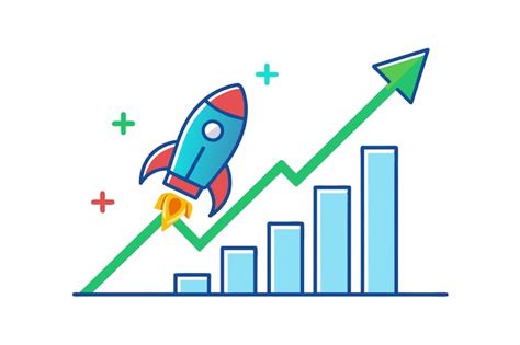 로켓 발사 사업 성장 차트 터 일러스트레이션 프리미엄 벡터