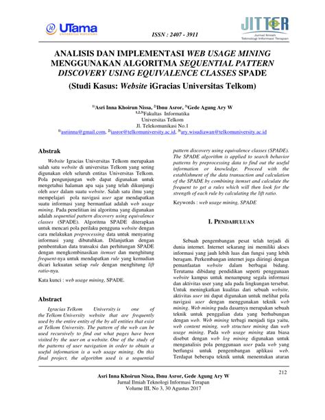 Pdf Analisis Dan Implementasi Web Usage Mining Menggunakan Algoritma Sequential Pattern