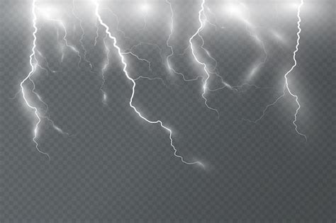 번개 효과 뇌우 조명 효과 전기 프리미엄 벡터
