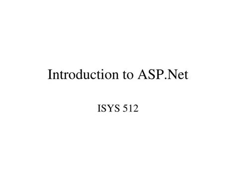 PPT Introduction To ASP Net PowerPoint Presentation Free Download ID