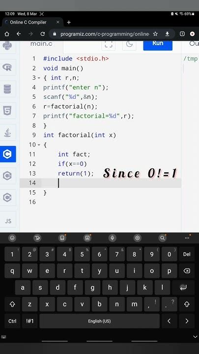 Factorial Of A Given Number Using Recursion In C Youtube