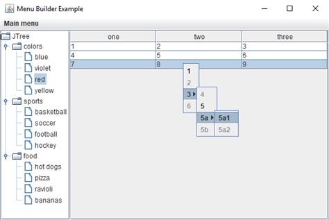 Java Swing A Generic Builder To Create JMenuBar Or JPopupMenu Invoking On JTable JTree