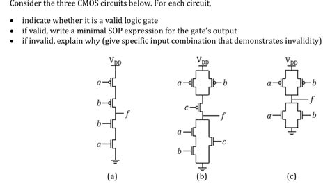 Consider The Three CMOS Circuits Below For Each Chegg Com